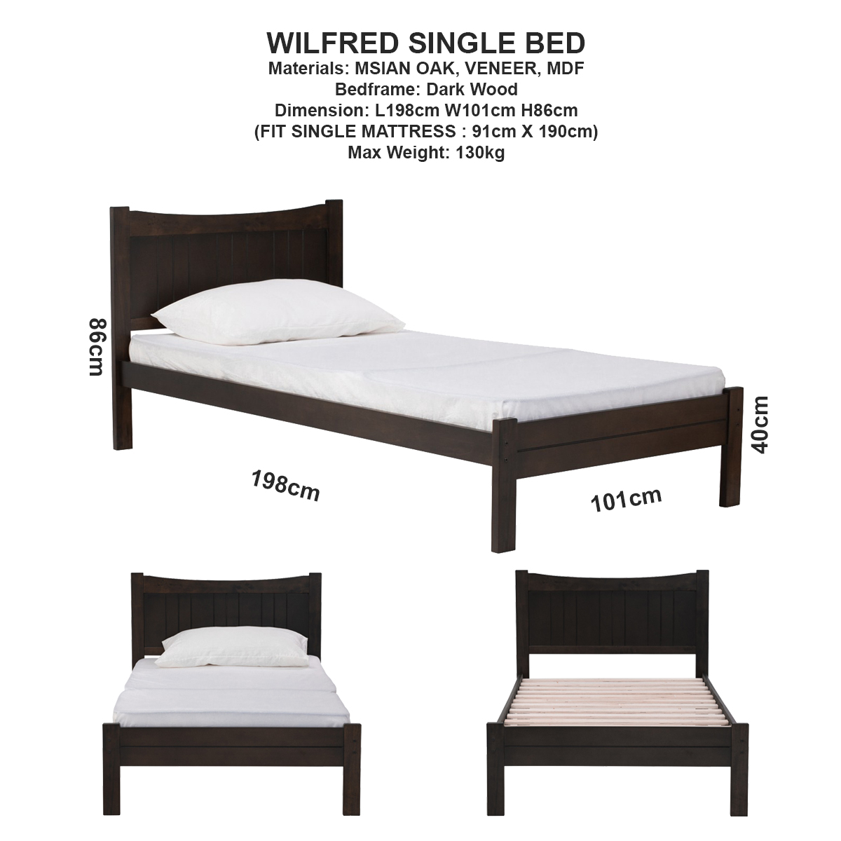 (SG SELLER) Quality Single Size Wooden Bed Frame | Metal Single Bed ...