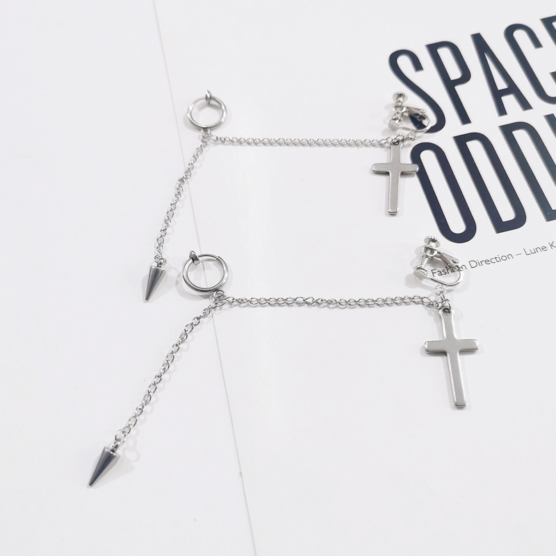 Cross Chain Simple Ear Clip Women's Hip-Hop Ear Stud Buckle All-match ...