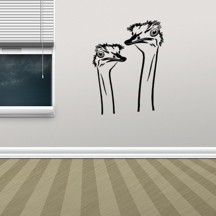 Honana A Pair of Ostrich Head DIY Furniture Wall Sticker PVC Wall Decal ...