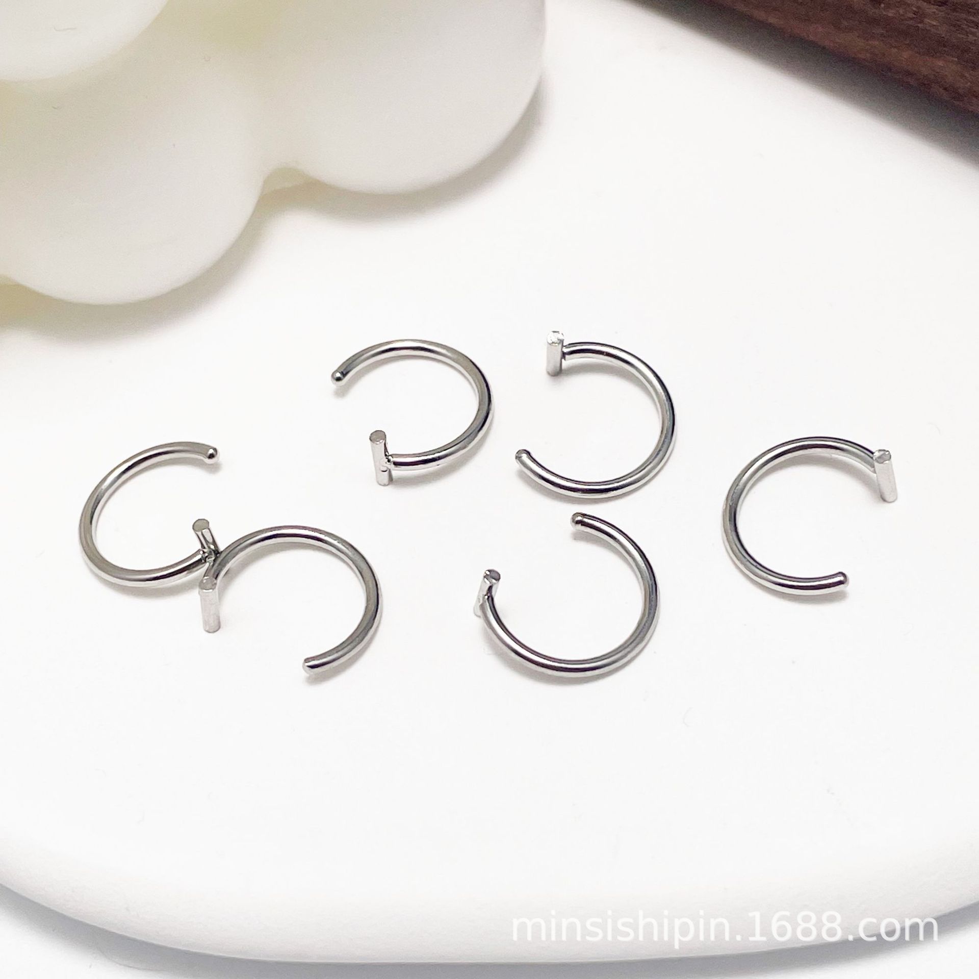 Minsi jewelry stainless steel crossbar C- shaped nose ring fake lip ...