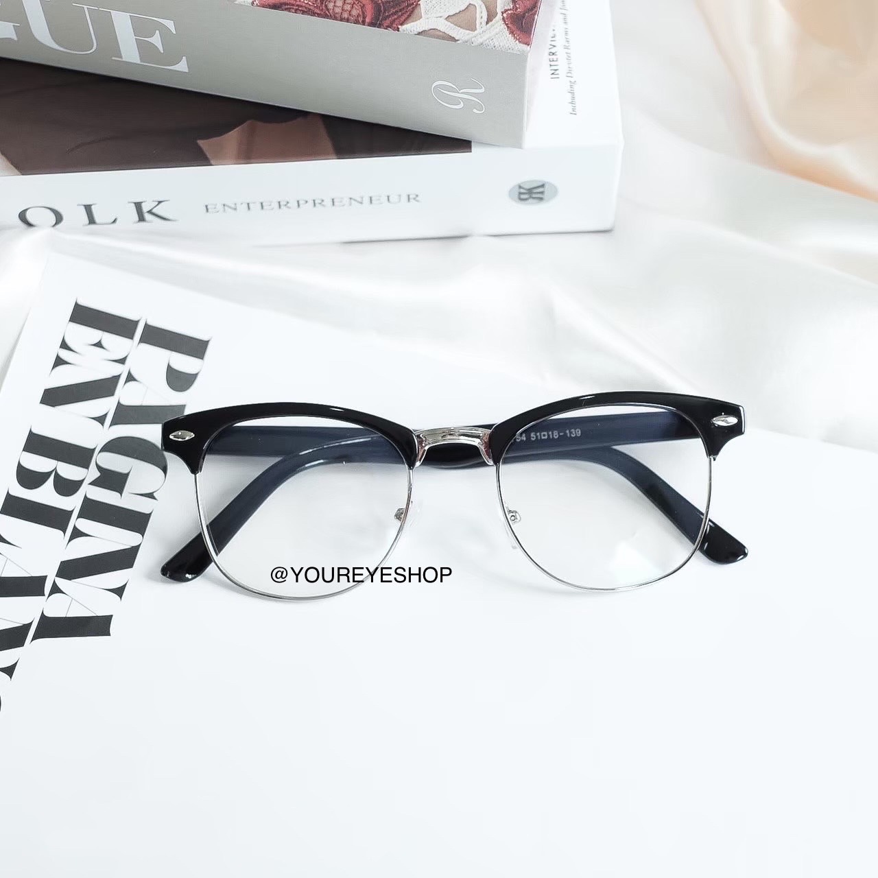 YOUREYESHOP แว่นกรองแสงสายตาสั้น เลนส์บลูป้องกันแสงสีฟ้า ทรง Clubmaster รุ่น 754 - YOUREYESHOP ...