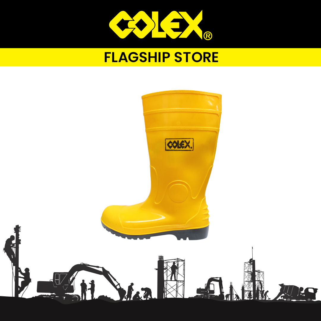 COLEX RSY-9900 PVC Yellow Steel Toe Cap Mid Sole Safety Rain Boots 14 ...