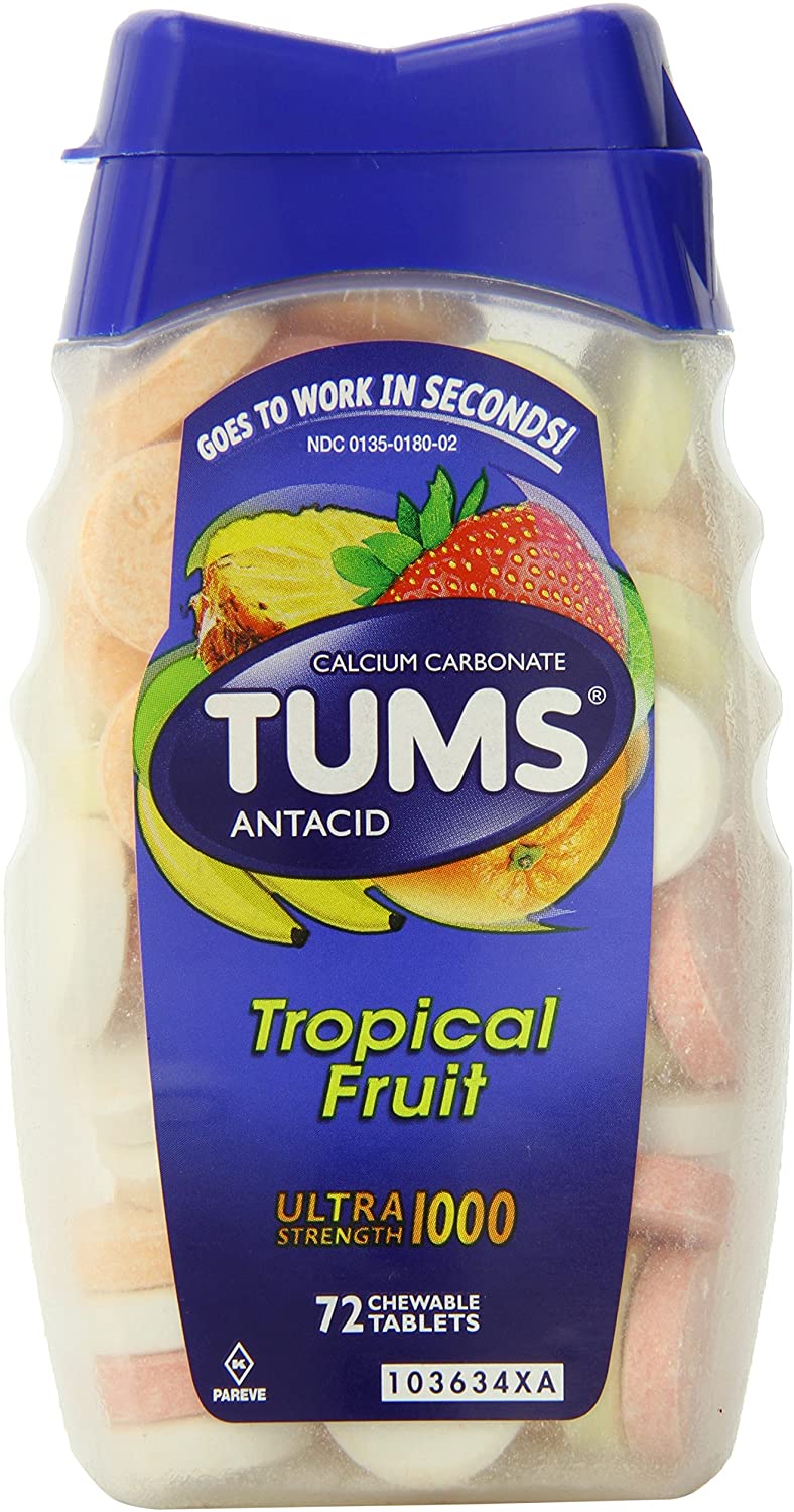 TUMS Ultra Strength Assorted Tropical Fruit Antacid Chewable Tablets ...