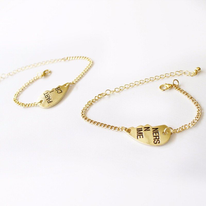 2 Pcs Best Friends Forever Split Heart Pendant Bracelet Set for ...