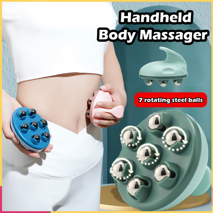 Handheld 7-Bead roller massager Meridian brush relax neck shoulder ...