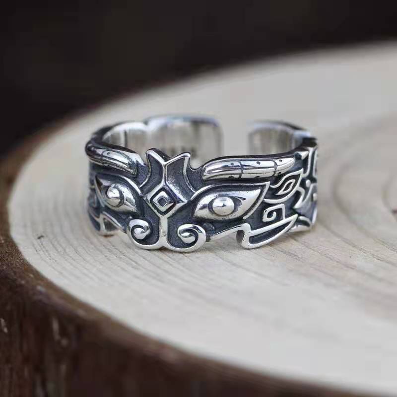 Taotie God Beast Ring Men's Aggressive Retro Ring Nafu Ring Men's Open ...