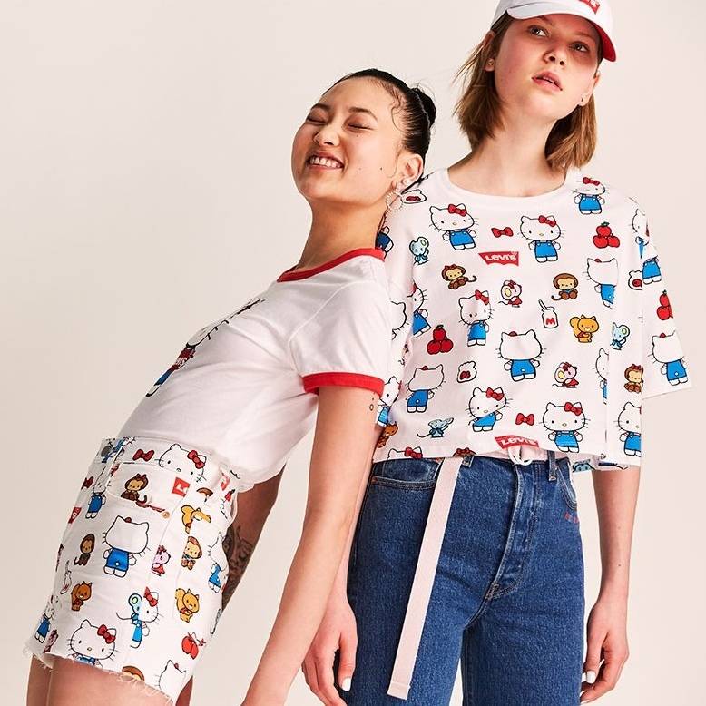 เสื้อยืด LEVI'S®️ X HELLO KITTY Perfect Ringer Graphic Tee Women T ...