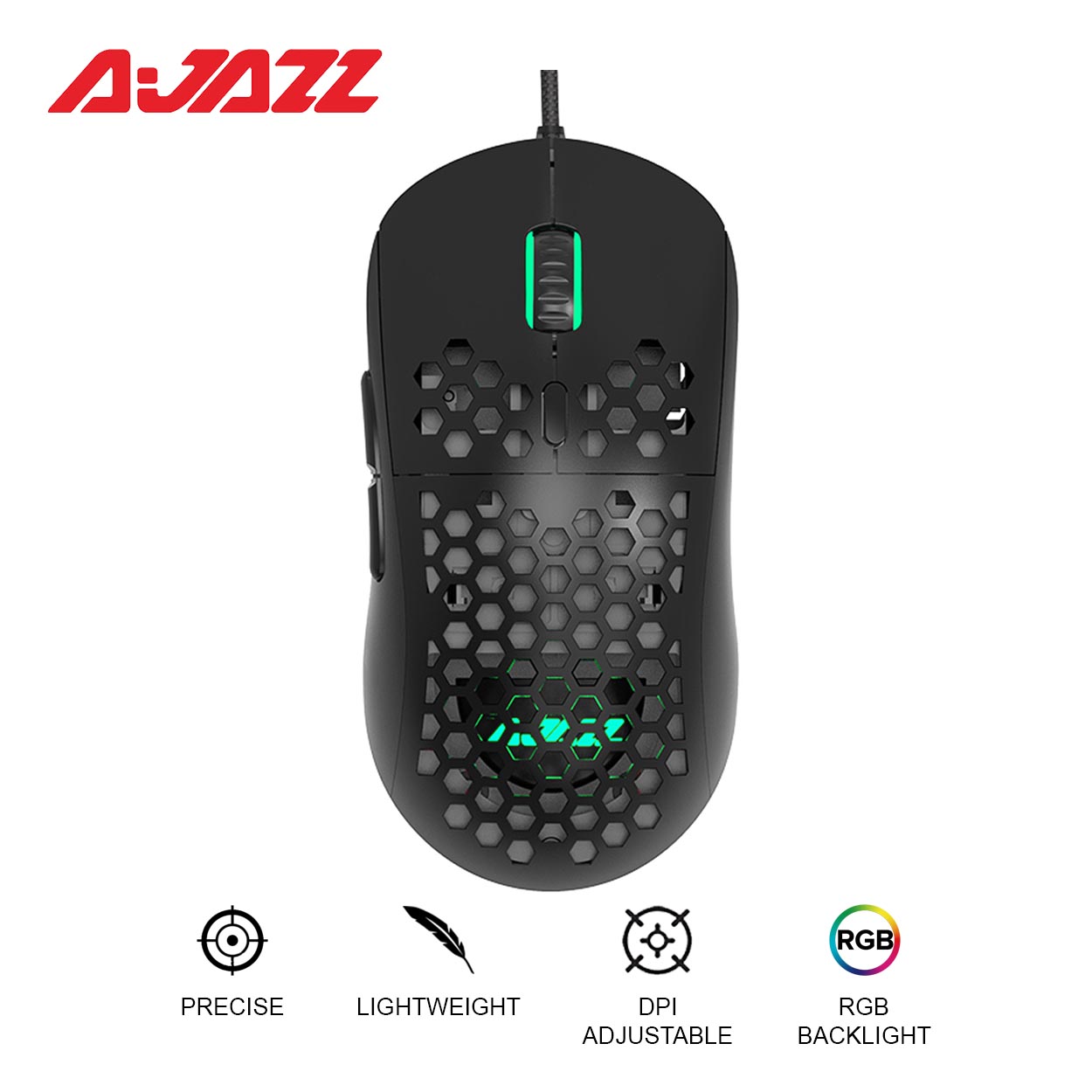 Ajazz AJ380R Hole Standard Gaming Mouse Lightweight RGB Backlight ...