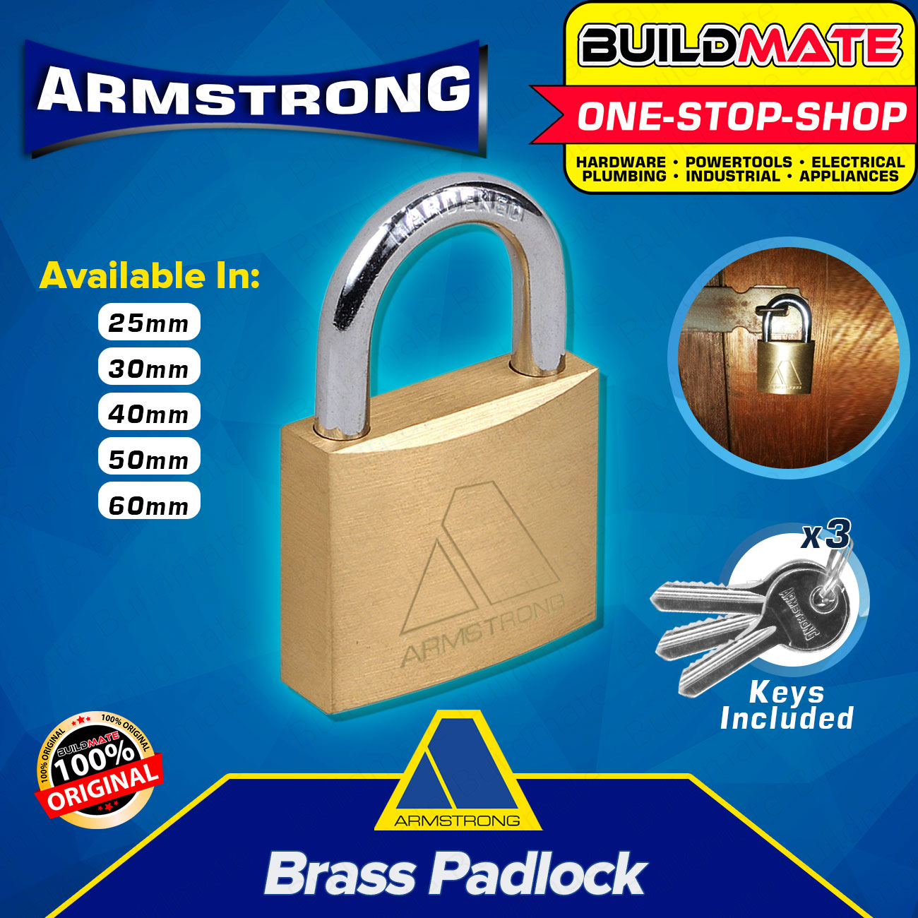 ARMSTRONG Brass Padlock Pad Lock SOLD PER PIECE 100% ORIGINAL ...