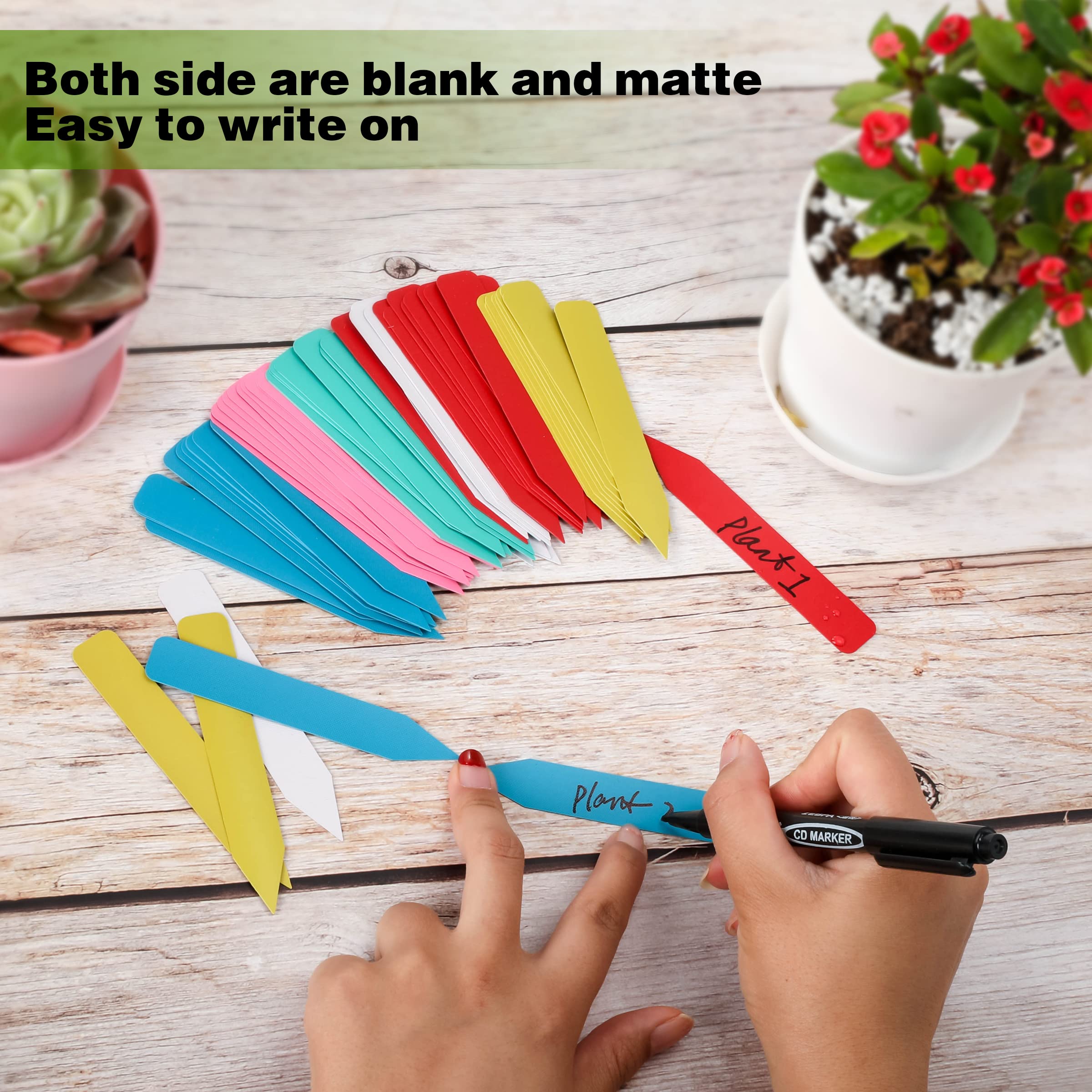 100Pcs 4 Inch Plastic Name Tags for Seedlings Garden Labels Markers ...