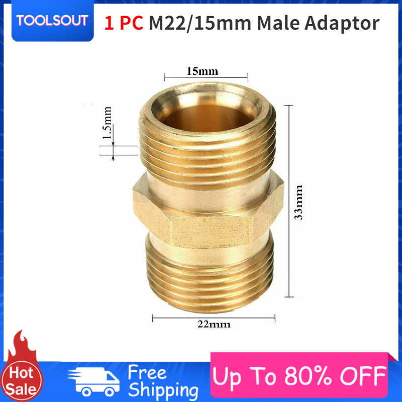 TOOLSOUT 1 PC M22 ID 15มม.ถึงอะแดปเตอร์เต้าเสียบทองเหลืองเครื่องฉีดน้ำ ...