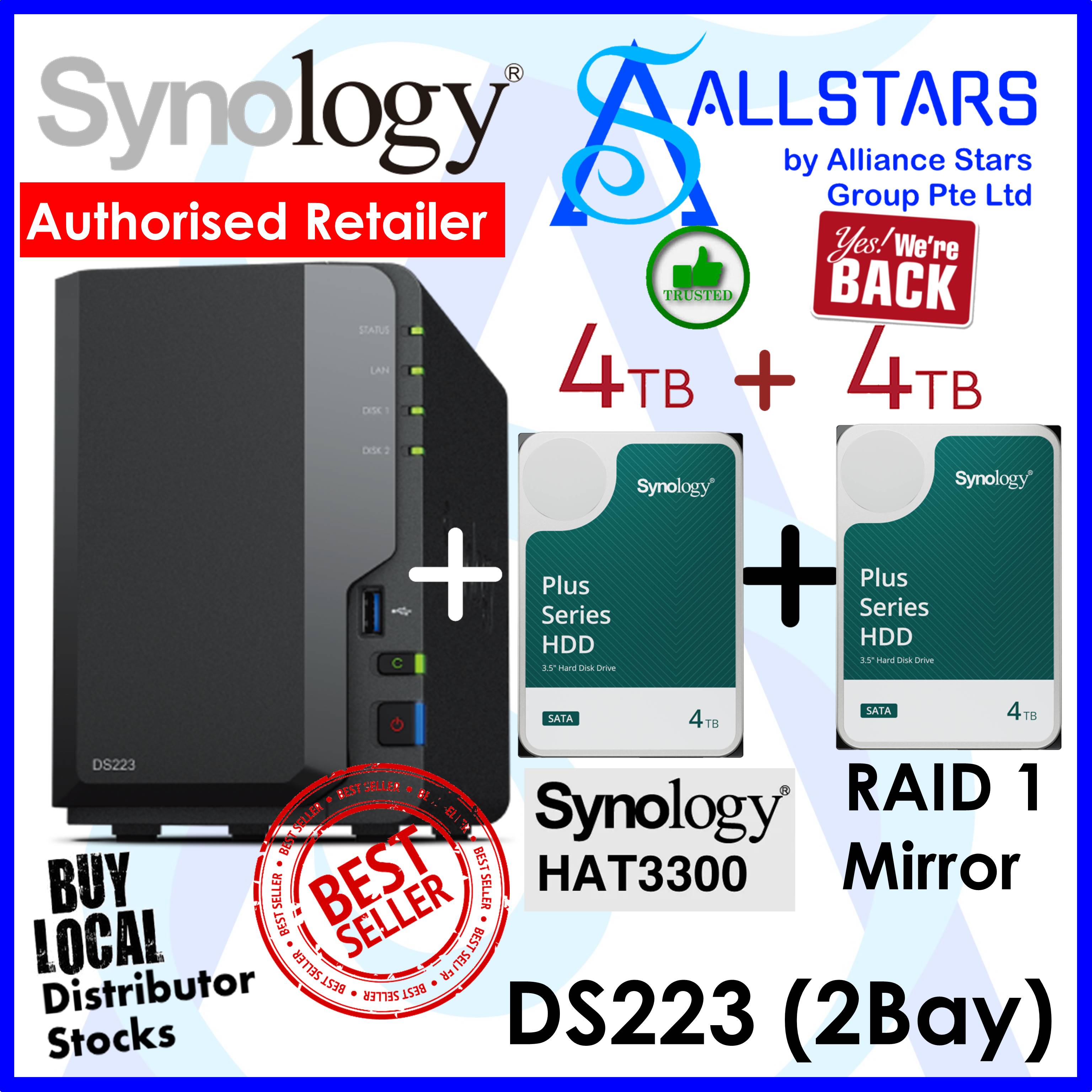 (ALLSTARS : We are Back / Storage NAS PROMO) Synology DS223 (2x4TB NAS ...