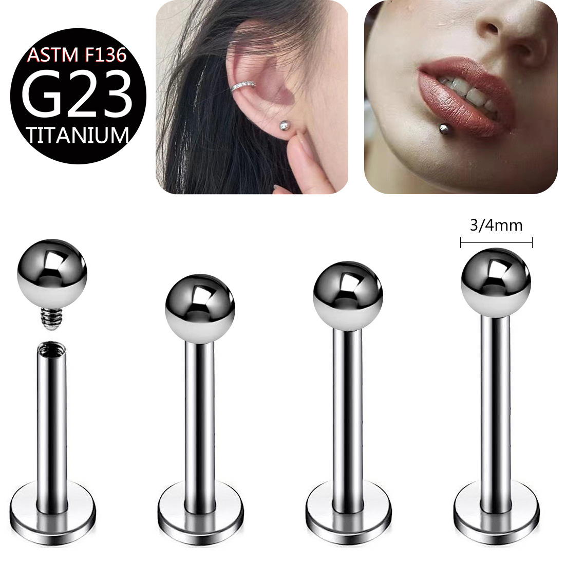 【Top Picks】F136 Titanium Lip Nail Ear Nail Ear Bone Nail Anti-allergy ...