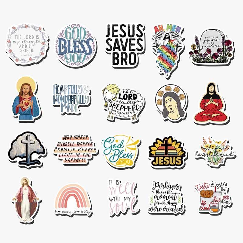 50 sheets cartoon Christian jesus waterproof sticker suit case bicycle ...