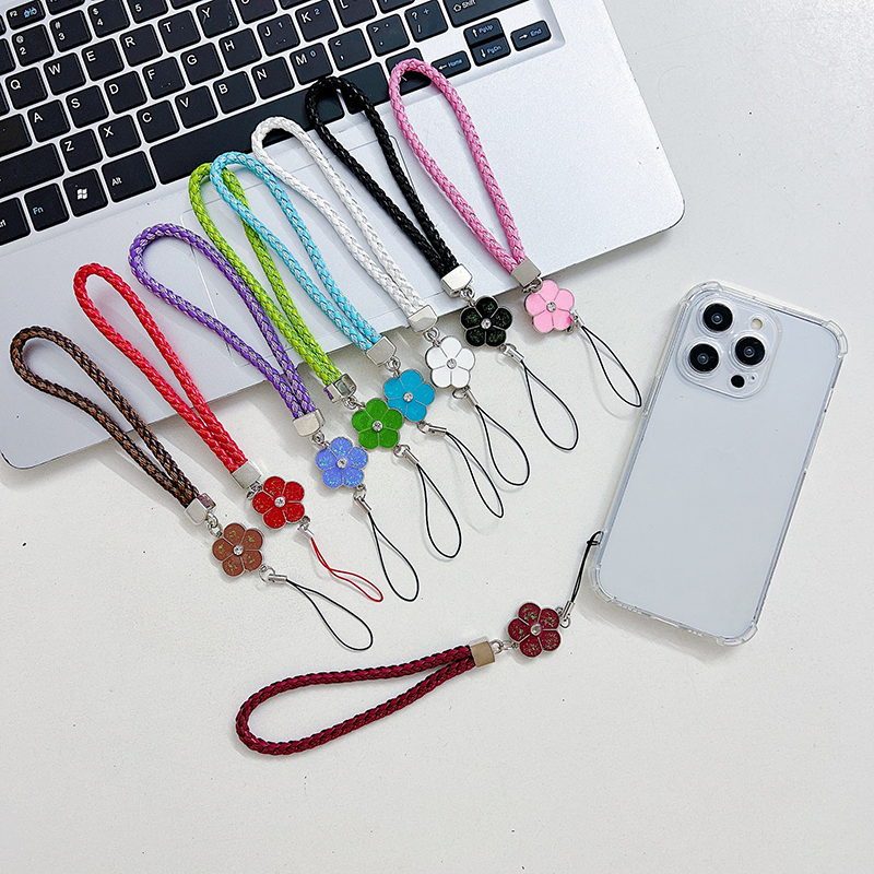 Wrist Anti-Lost Hanging Cord PU Leather Rope Flower Mobile Phone Strap ...