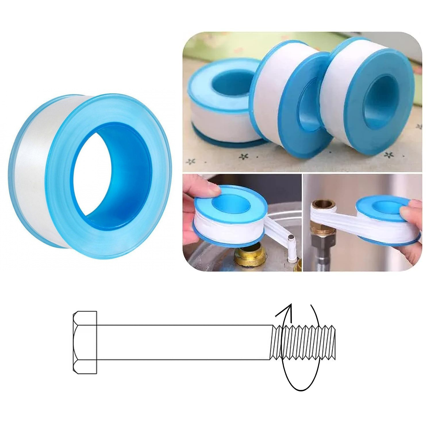 1-10 Rolls Of Ptfe Water Tape -Free Tape Sealing Tape Fittings Thread ...