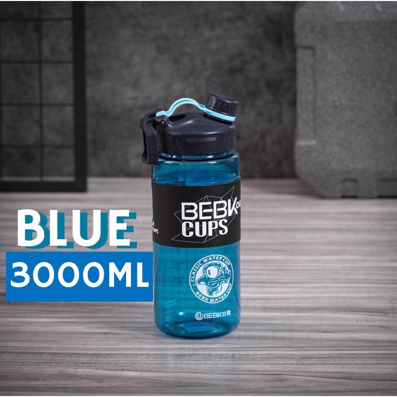 1.7L 3L 3000ML BIG Water Bottle Large Capacity with Hander Strap Botol Air Besar Sport Fitness ...