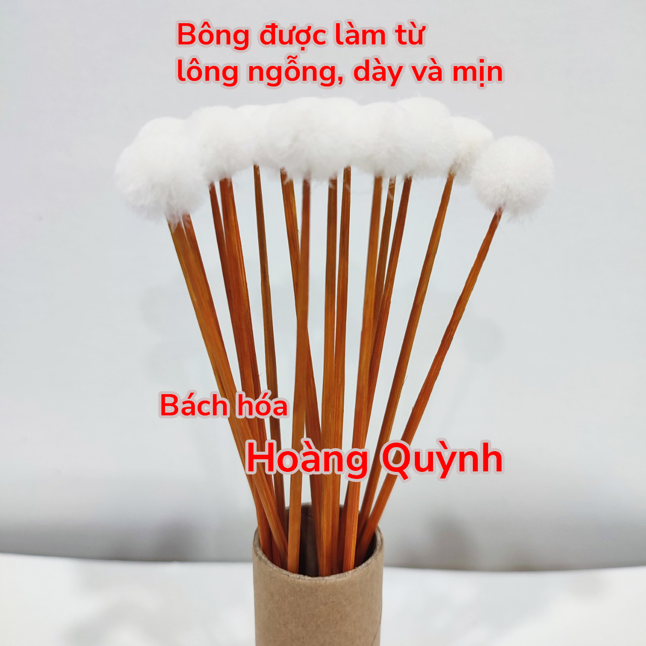 Combo 10 cây bông ngoáy tay (bông ráy tai) lông ngỗng size NHỎ thân gỗ ...