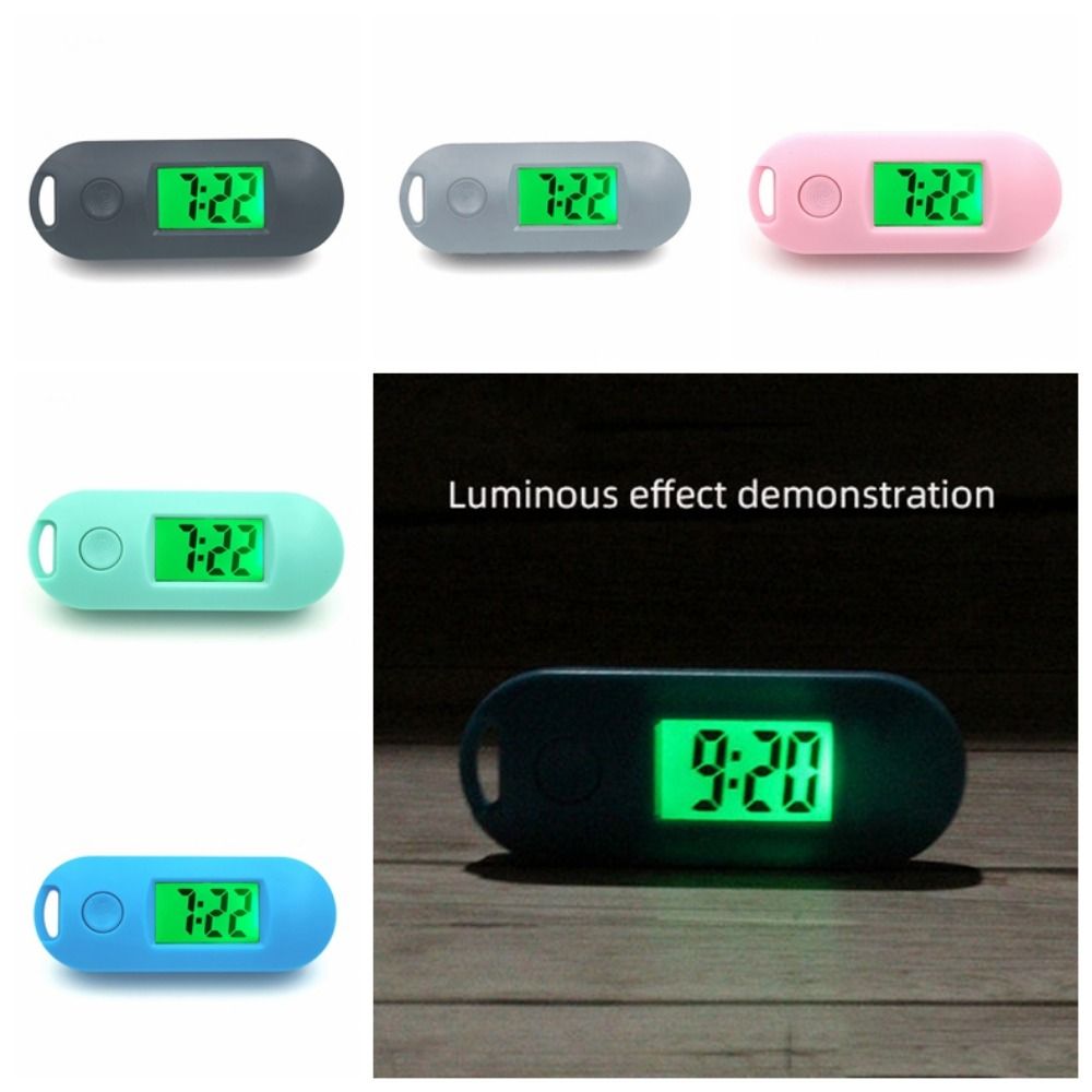 LCD Display Luminous Digital Electronic Clock Keychain Oval Watch Table ...