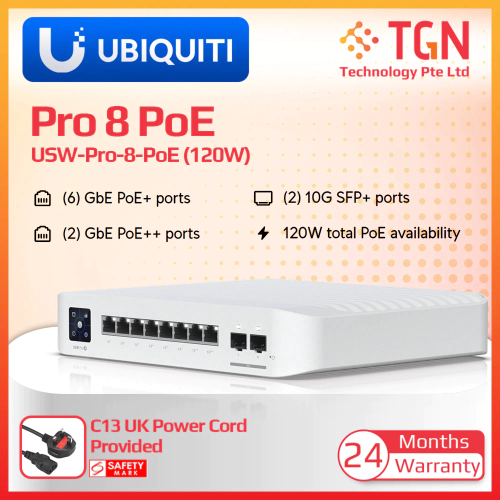 Ubiquiti Unifi Switch Pro 8 PoE USW-Pro-8-PoE (120W) * UK Power Cord ...
