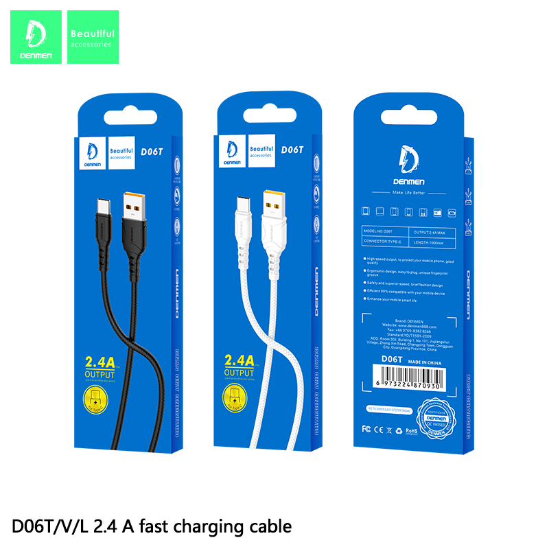 Denmen D06 2.4A Charging Data 1 Meter Cable Output For Android USB to ...