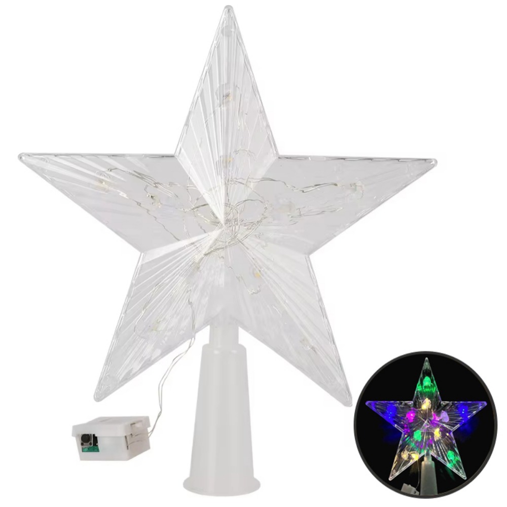 Multi-functional Transparent Christmas Star Tree Toppers Warm/Colorful ...