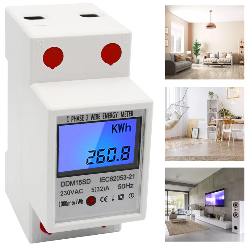 5-32A Din Rail Energy Meter DDM15SD Portable Lightweight Single Phase ...
