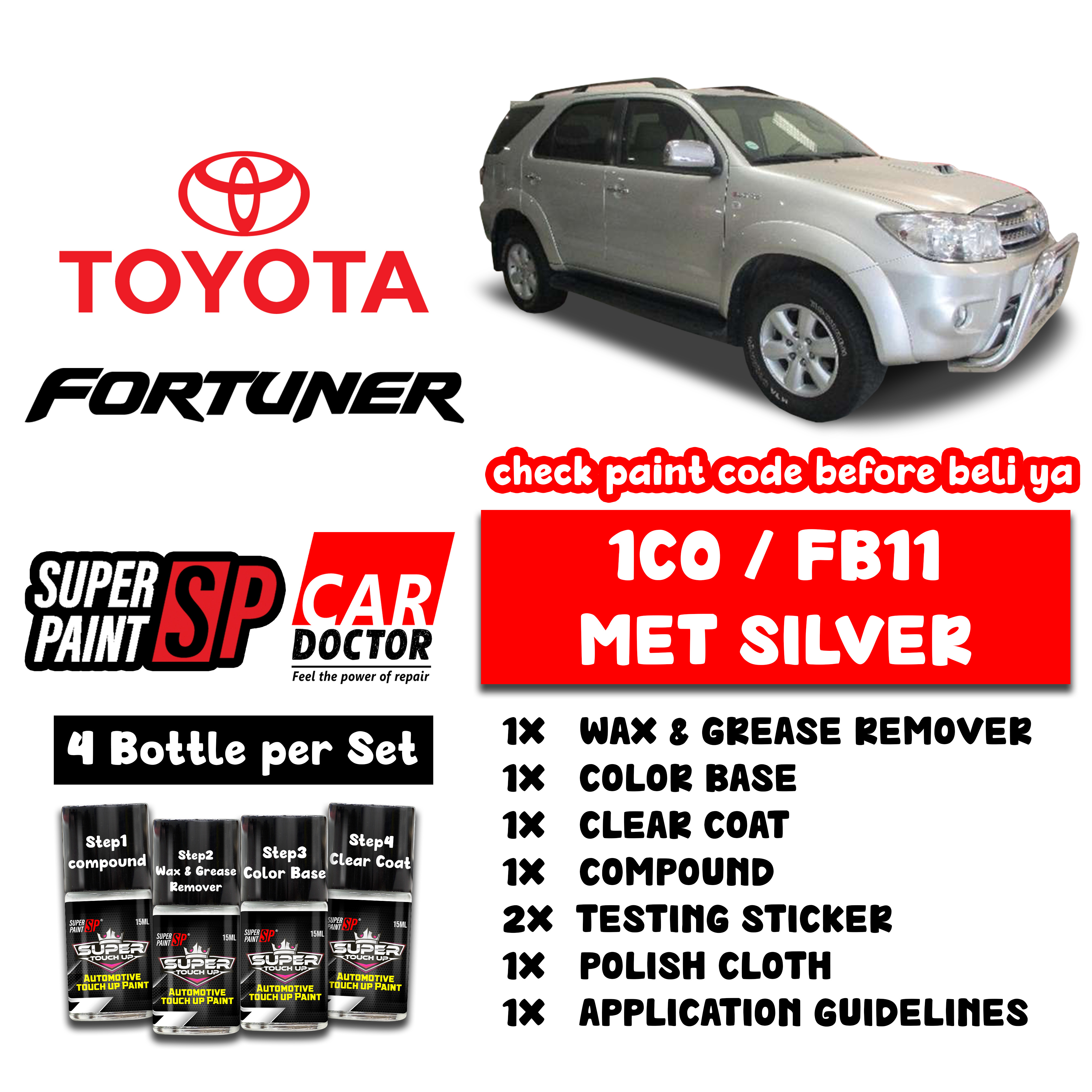 Toyota Fortuner 🚗 Original Touch Up Paint Combo Set DIY Scratch Removal ...