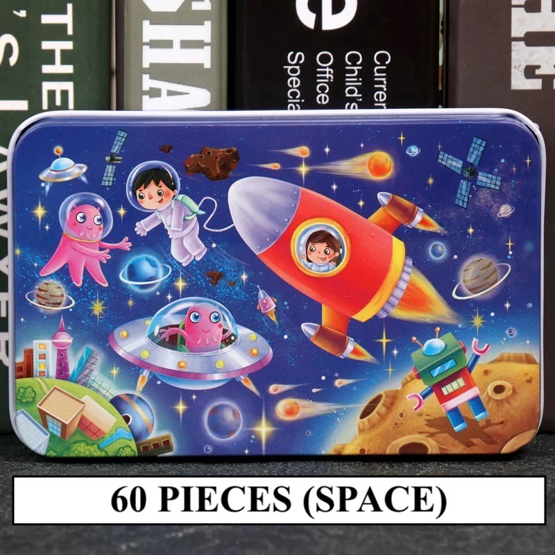 [SG] 60 Pieces Cartoon Wooden Jigsaw Puzzle (Tin Box) 30 OVER DESIGN ...