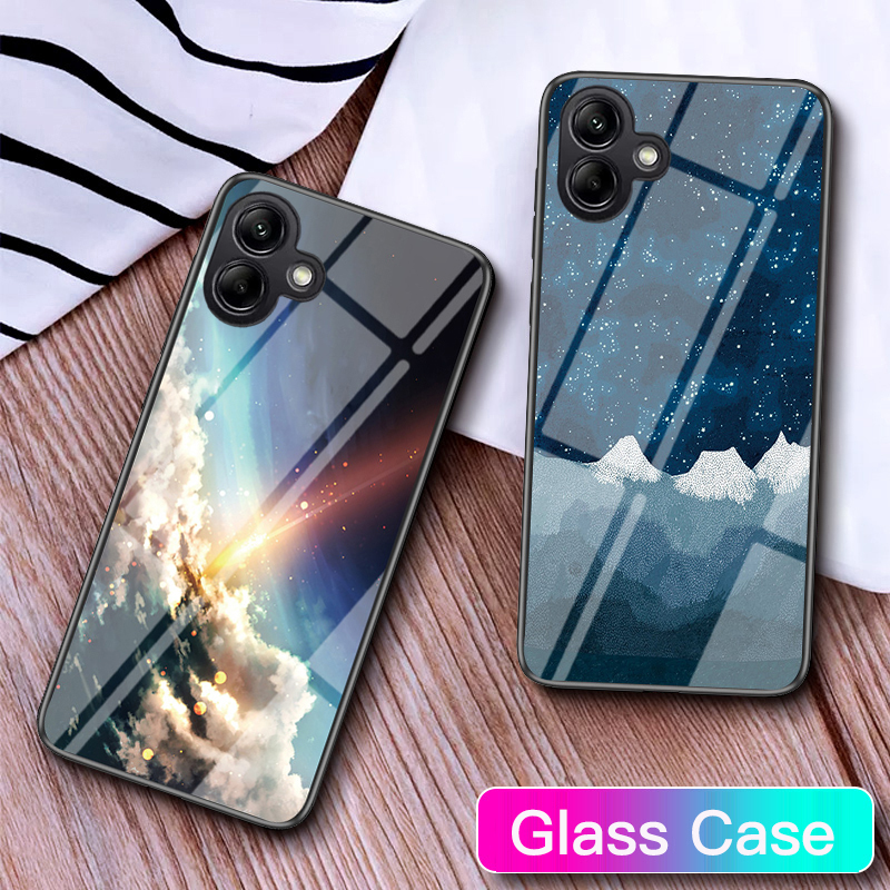 For Galaxy A06 Case Couple Starry Moon Mirror Glass Protector Meteor ...
