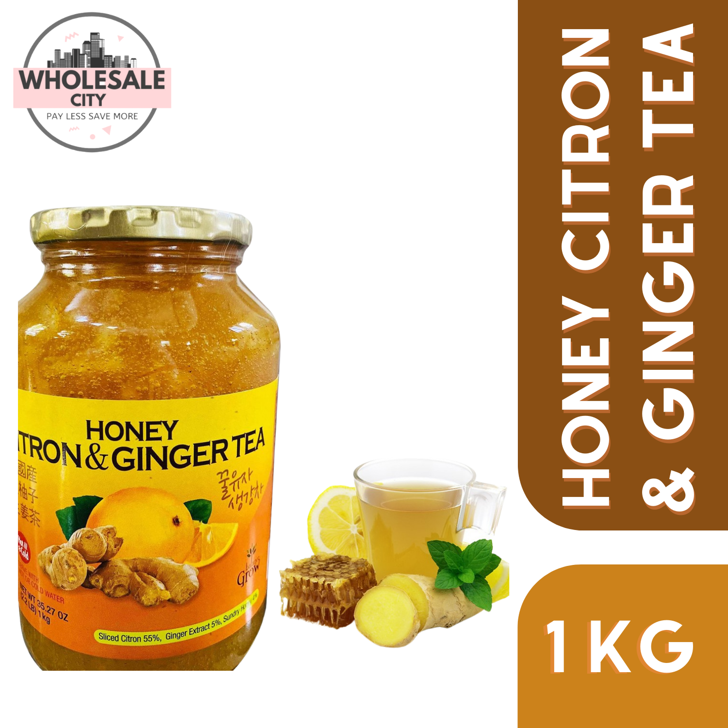 ORIGINAL HONEY CITRON & GINGER TEA (2.2 LB) 1KG PRODUCT OF KOREA ...