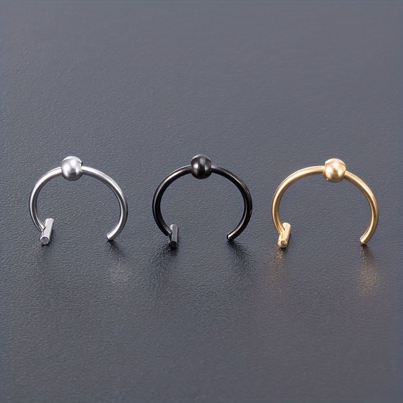【New Arrivals】3 pieces stainless steel nose ring lip nail piercing ...