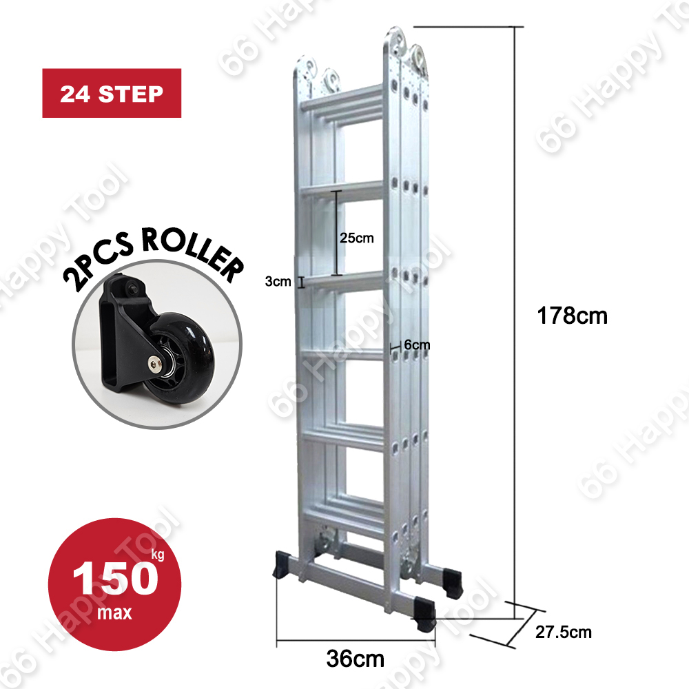 Multipurpose Aluminium Ladder 20 / 24 Steps Heavy Duty Multi Purpose ...