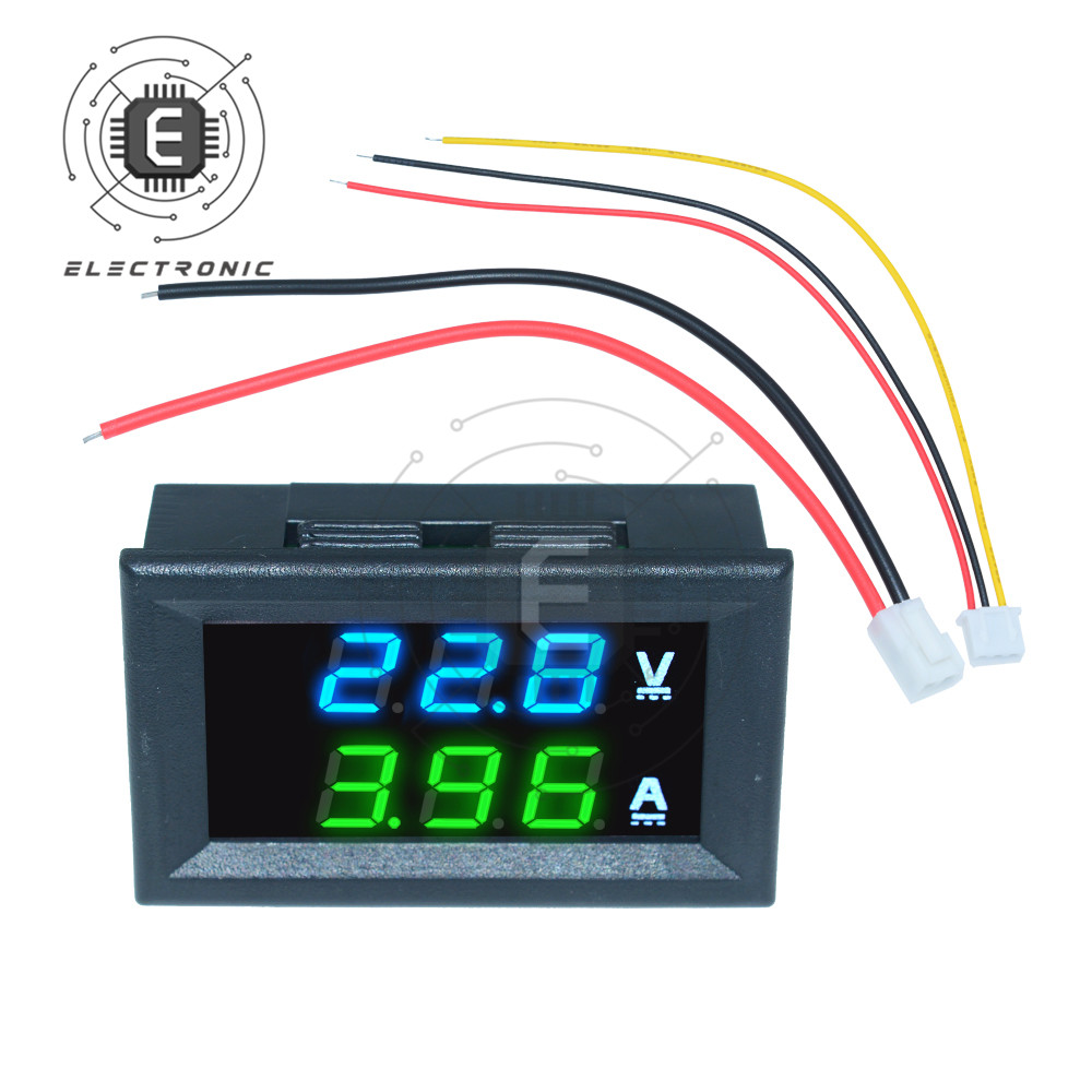 0.56'' Dc 100v 1a 10a 50a 100a Voltmeter Ammeter Blue Red Led Amp Dual ...
