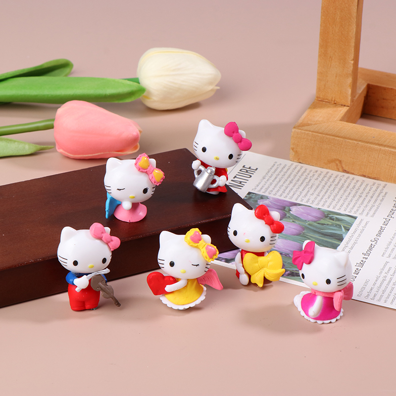 6Pcs/set Hello Kitty Action Figure Toys Cartoon Anime KT Cat Doll ...