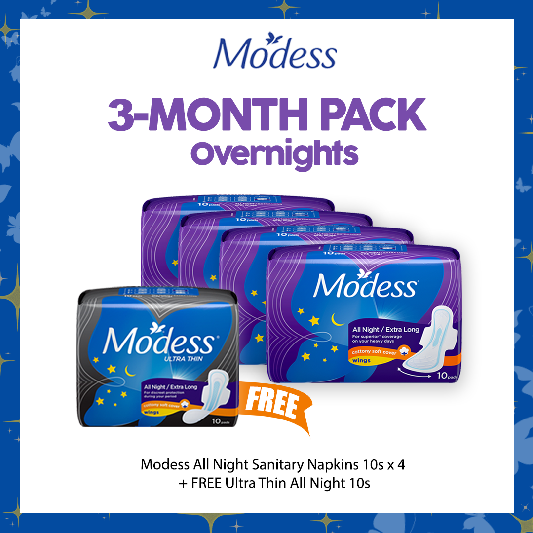 3-Month Pack (Overnights): Modess All Night Sanitary Napkins 10s x 4 ...