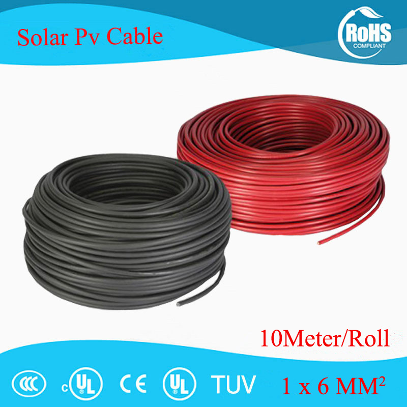 20M 4MM2/6mm2 (12AWG/10AWG) Solar Cable Red or Black Pv Cable Wire ...