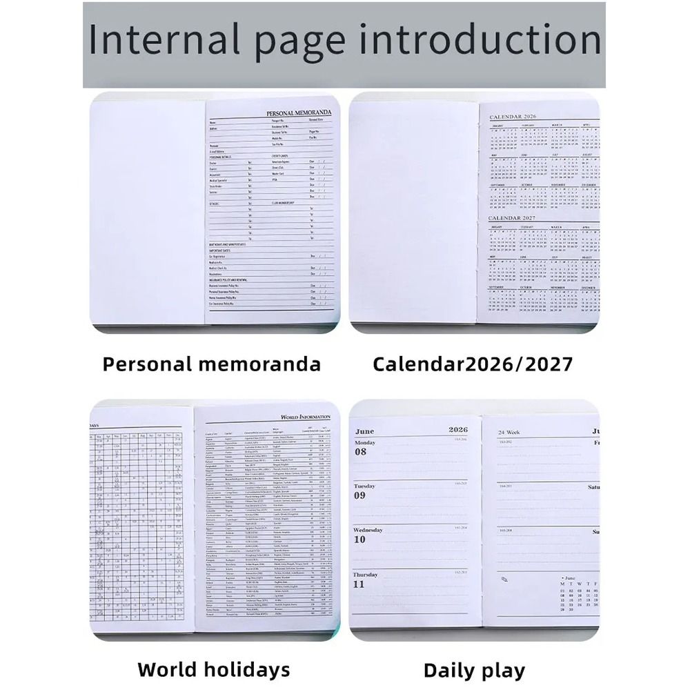 2Pcs Journal 2026 A7 Planner Book 64 Sheets 128 Page Mini Portable ...
