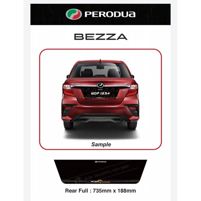 Ready stock perodua Bezza Acrylic Kereta Plat Nombor Papan belakang ...