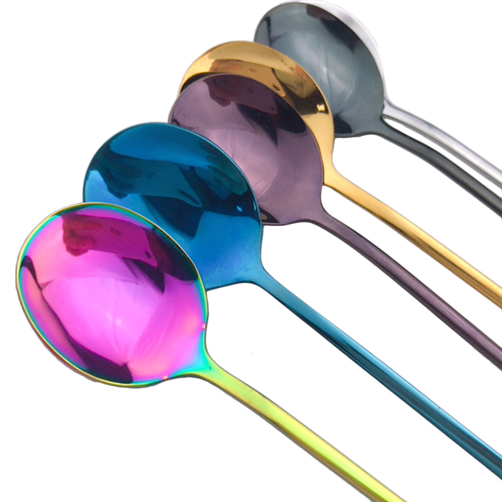 New Ice Spoon Coffee Spoon Tea Cafe Scoop Long Handle Spoons Dinnerware ...
