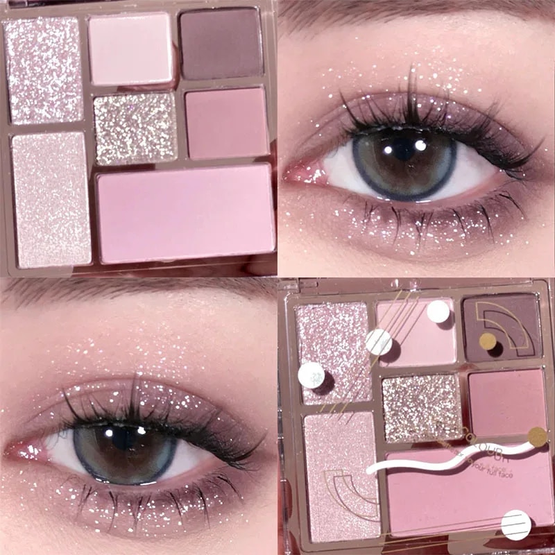7 Colors Caramel Purple Black Eye Shadow Palette Pearly Matte Pink ...