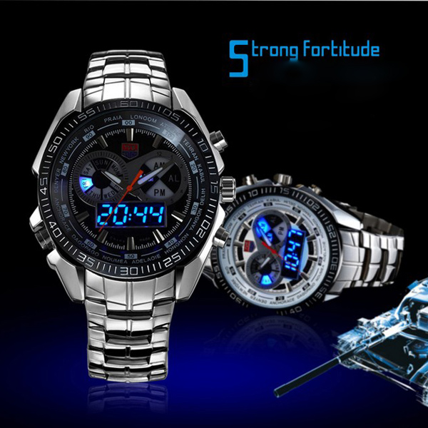 TVG 468 New Men 3 Dial LED Display Analog-Digital Military Wrist Watch ...