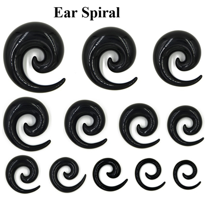 BOG-Pair Black Heart Ear Tunnel Gauge Acrylic Ear Spiral Plugs Ear ...