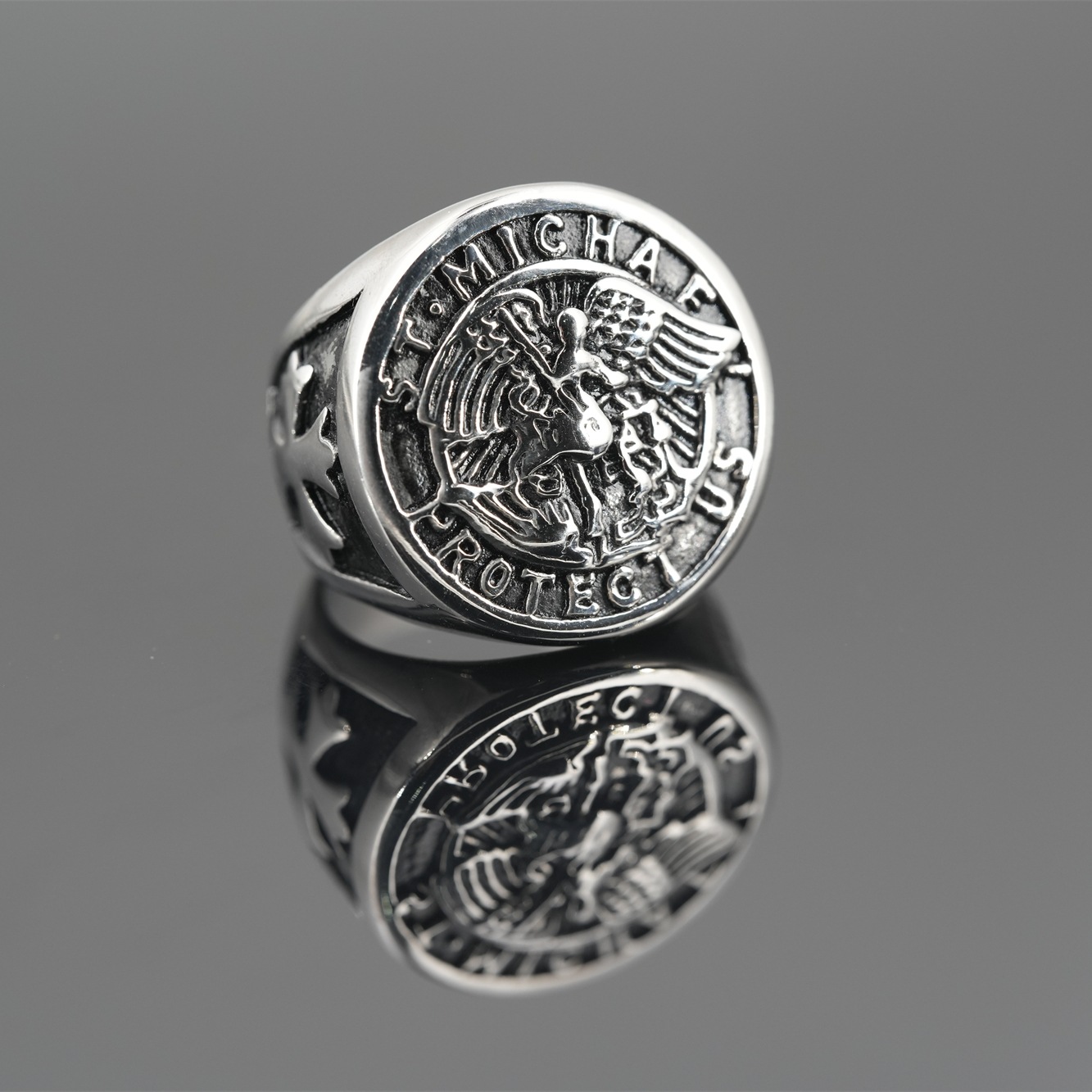 【WorldFinds】Cross Ring Titanium Steel Retro Not Fade Trendy Men Jihad ...