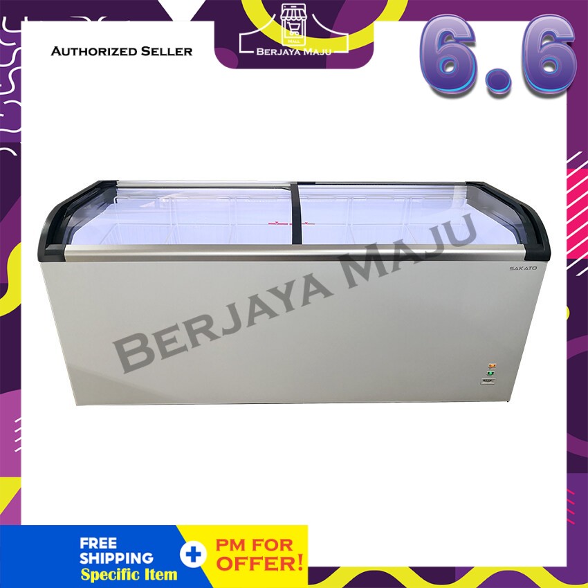 Sakato 600L 2 Door Curved Sliding Glass Chest Freezer SCG-745 | Lazada