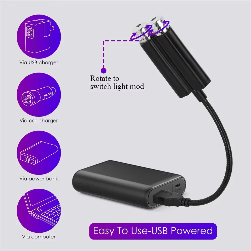 USB Dual LED Starry Sky Night USB Powered Galaxy Star Projector ...