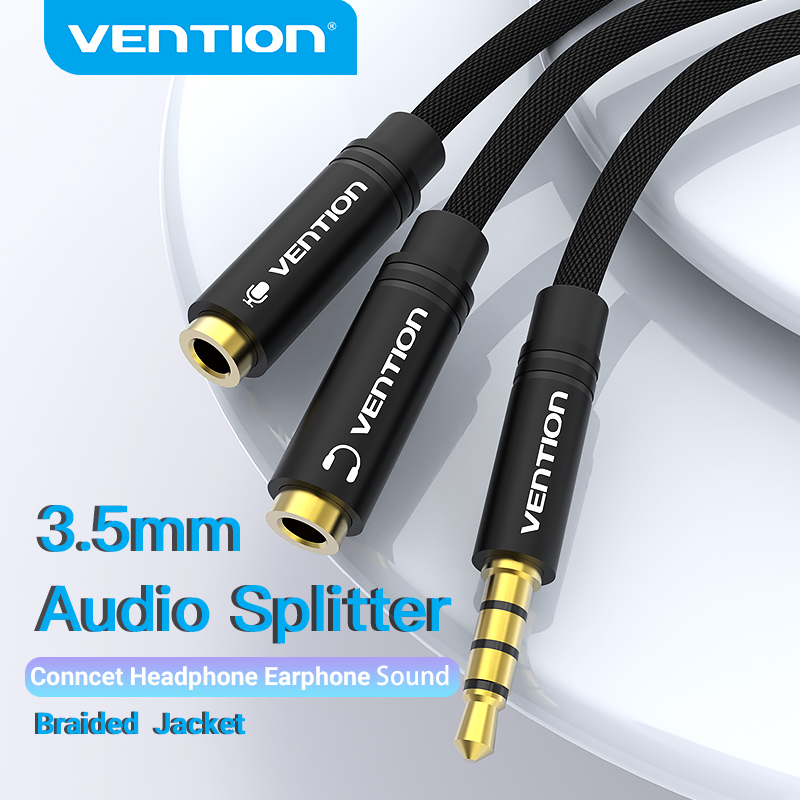 Vention 3.5mm Audio Splitter Extension Cable Jack 3.5mm 1 Male to 2 ...