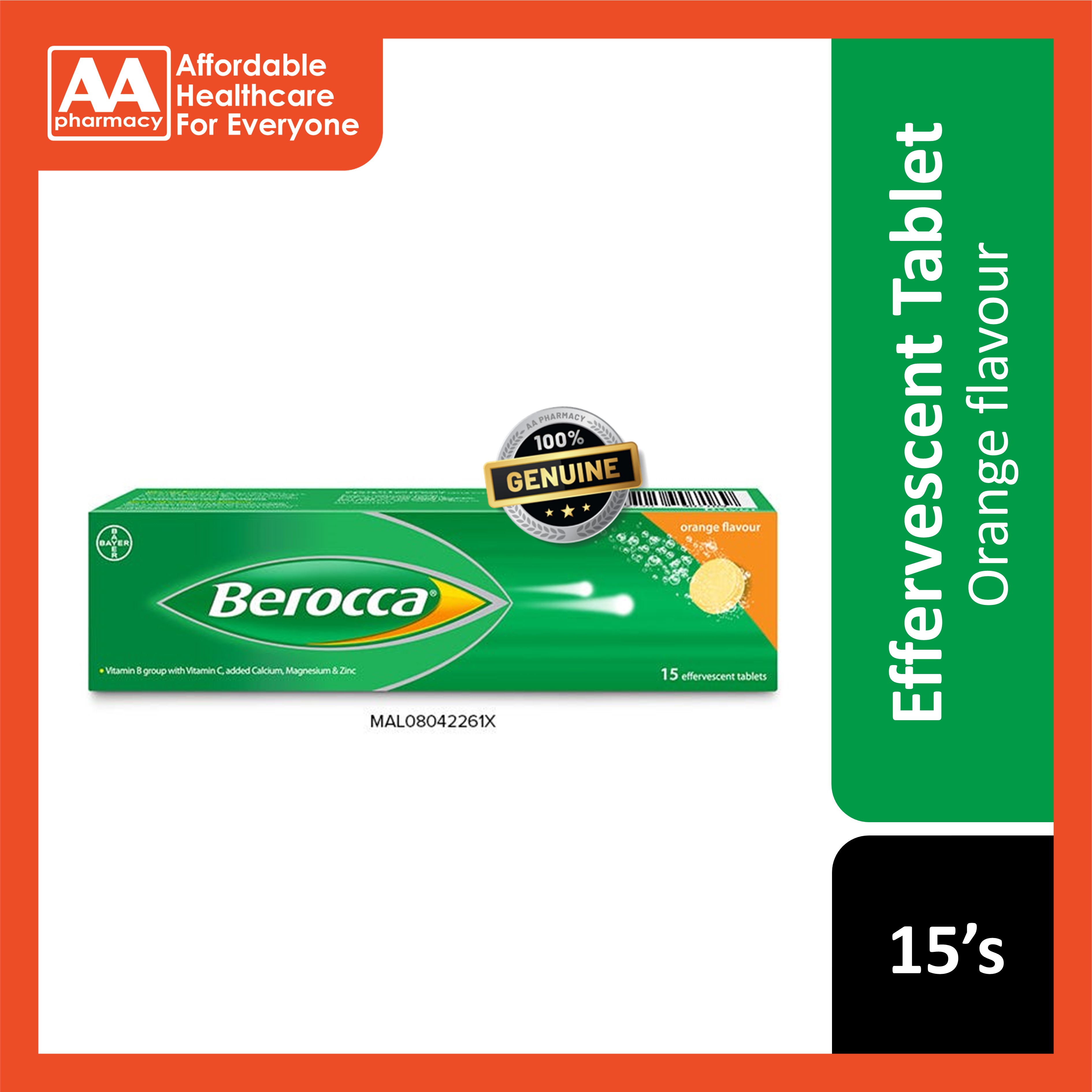Berocca Effervescent Tablet 15's (Orange) | Lazada