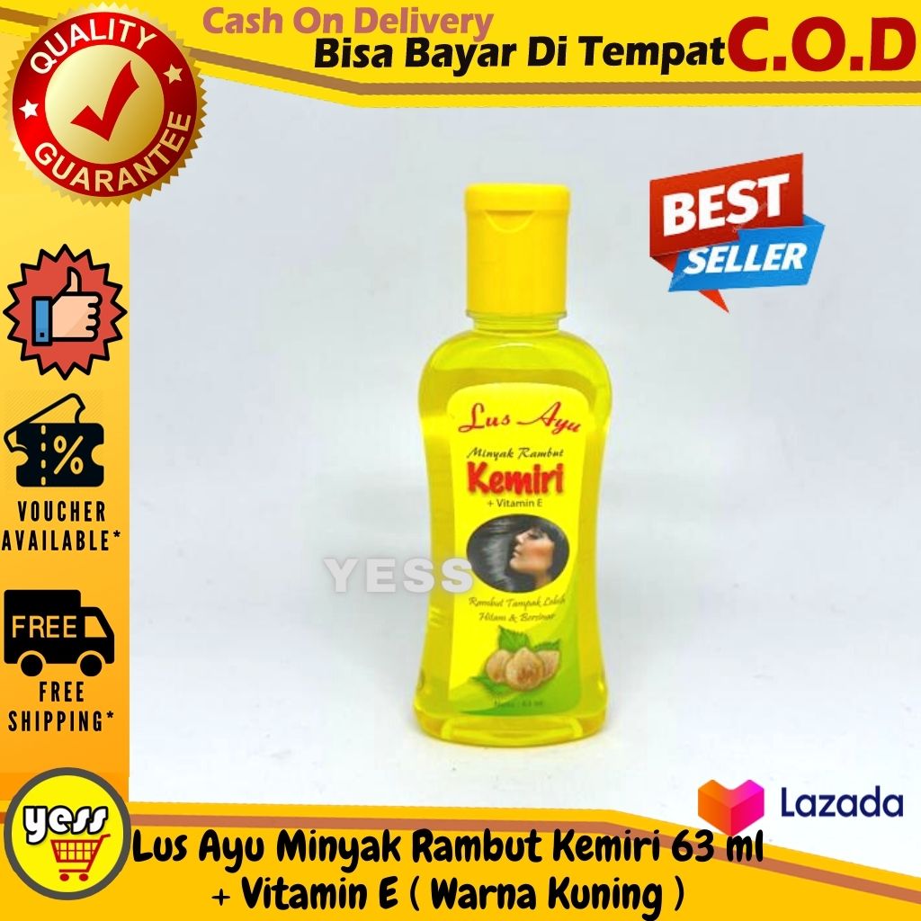 Lus Ayu Minyak Rambut Kemiri 63 ml + Vitamin E ( Warna Kuning ) Dapat ...