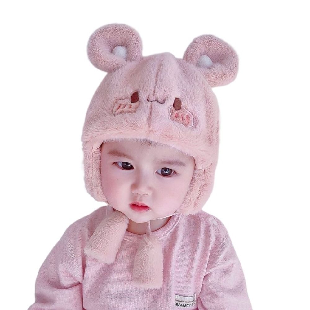 Plush Bear Baby Beanie Cap Ear Protection Autumn Winter Kids Snowcap ...
